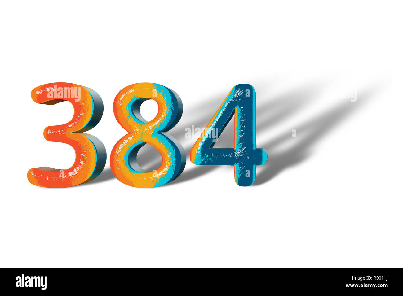 3D Number 384 three hundred eighty four lively colours Stock Photo - Alamy