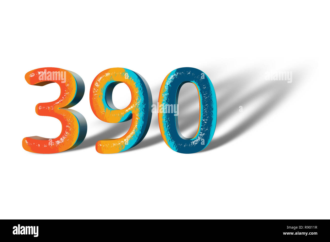 3D Number 390 three hundred ninety lively colours Stock Photo - Alamy