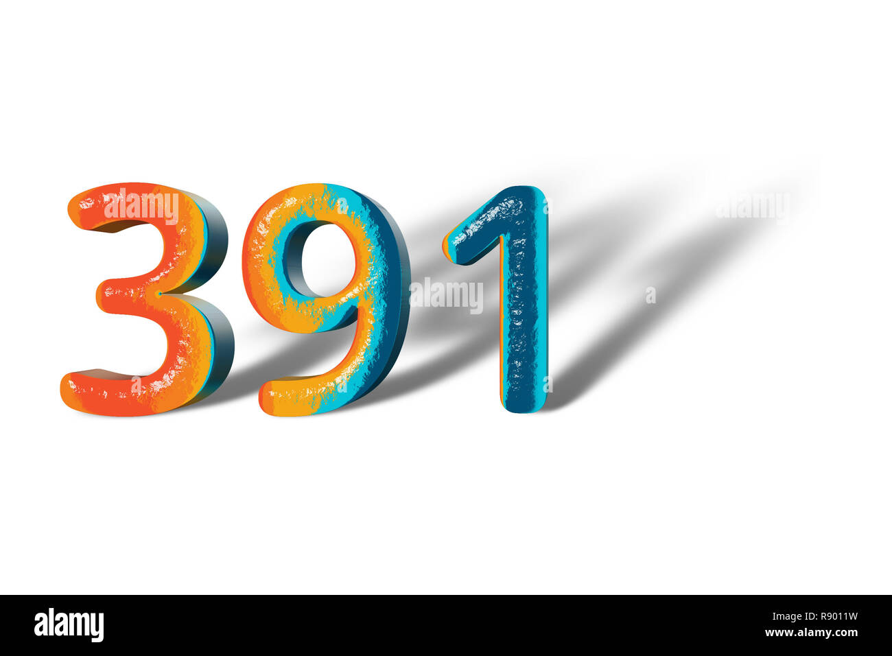 3D Number 391 three hundred ninety one lively colours Stock Photo - Alamy