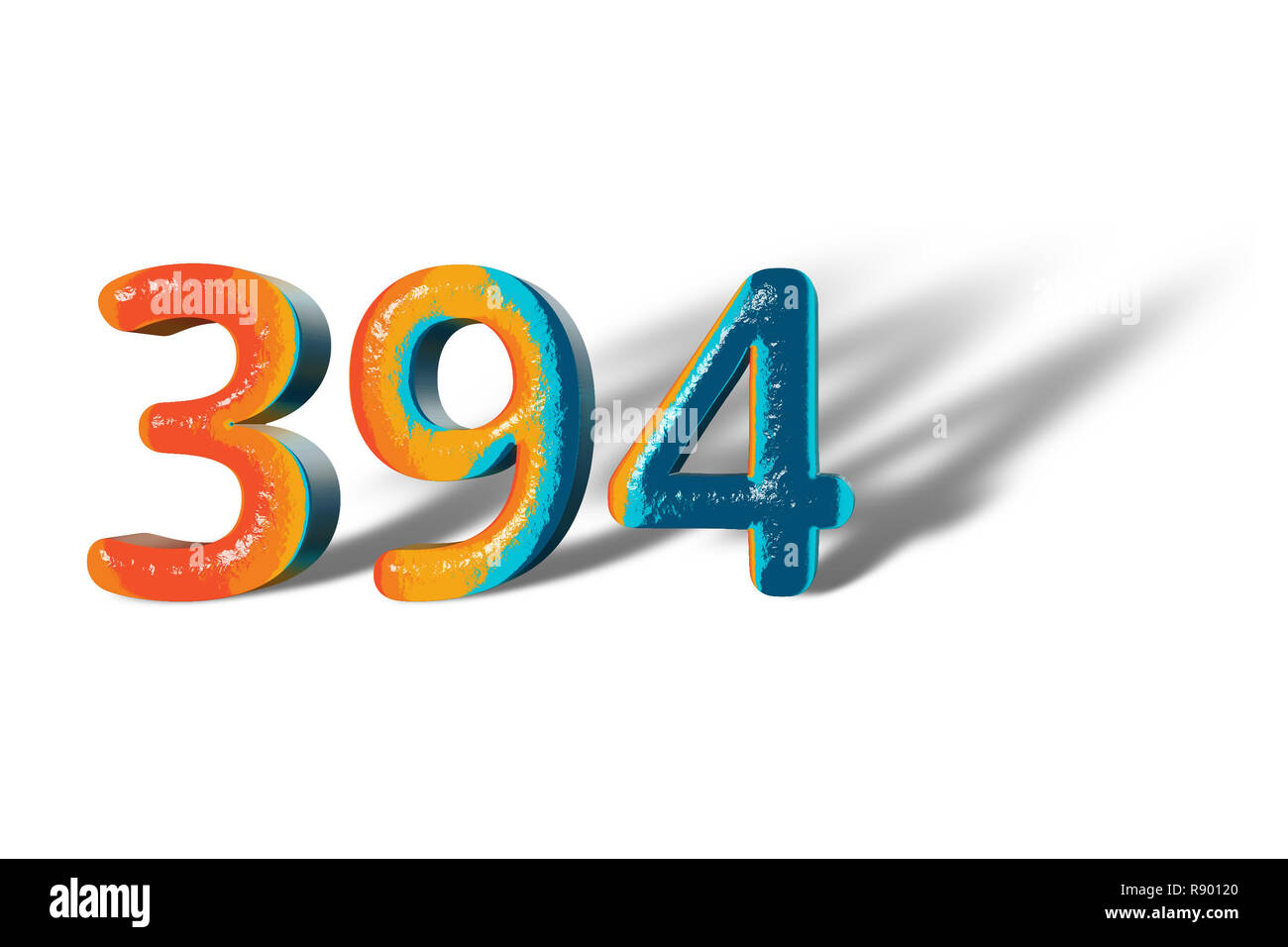 3D Number 394 three hundred ninety four lively colours Stock Photo - Alamy