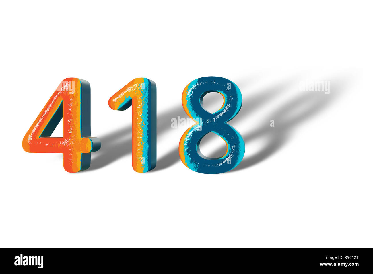 3D Number 418 four hundred eighteen lively colours Stock Photo - Alamy