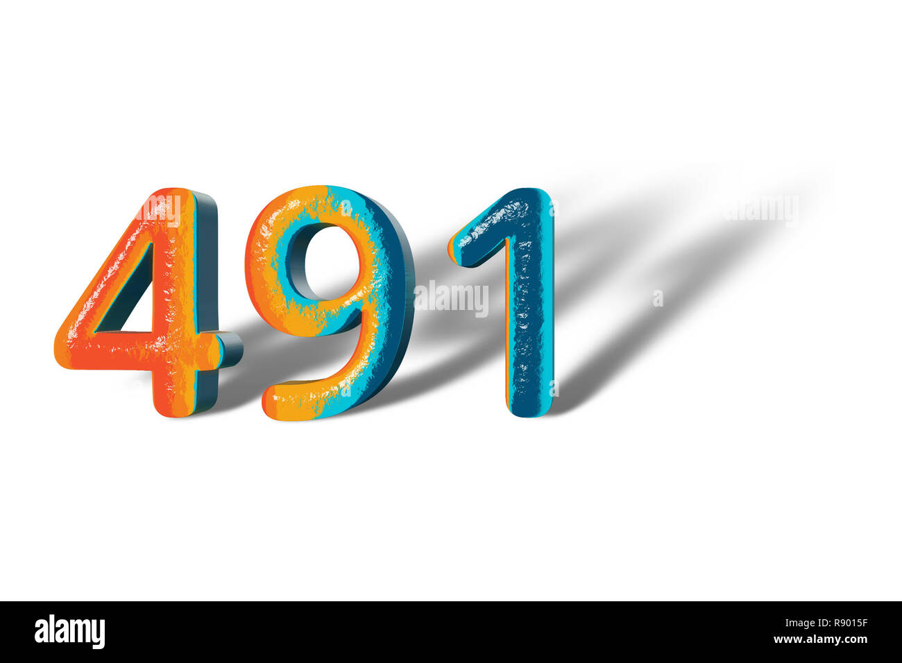 3D Number 491 four hundred ninety one lively colours Stock Photo - Alamy
