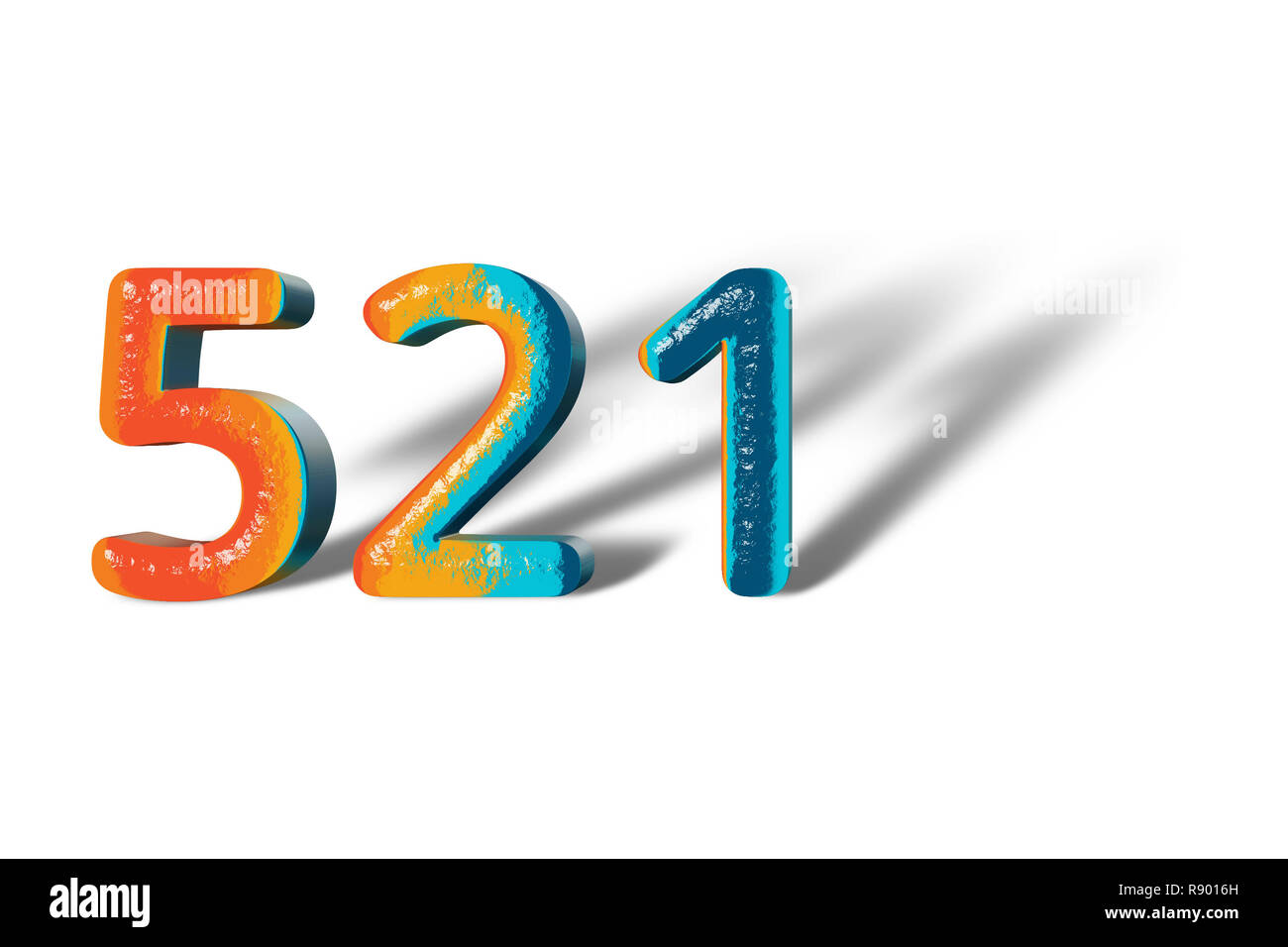 3D Number 521 five hundred twenty one lively colours Stock Photo - Alamy