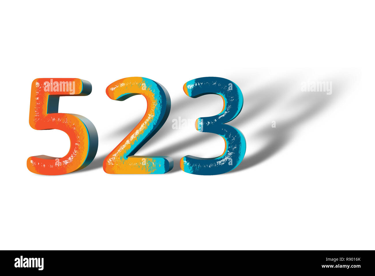 3D Number 523 five hundred twenty three lively colours Stock Photo - Alamy
