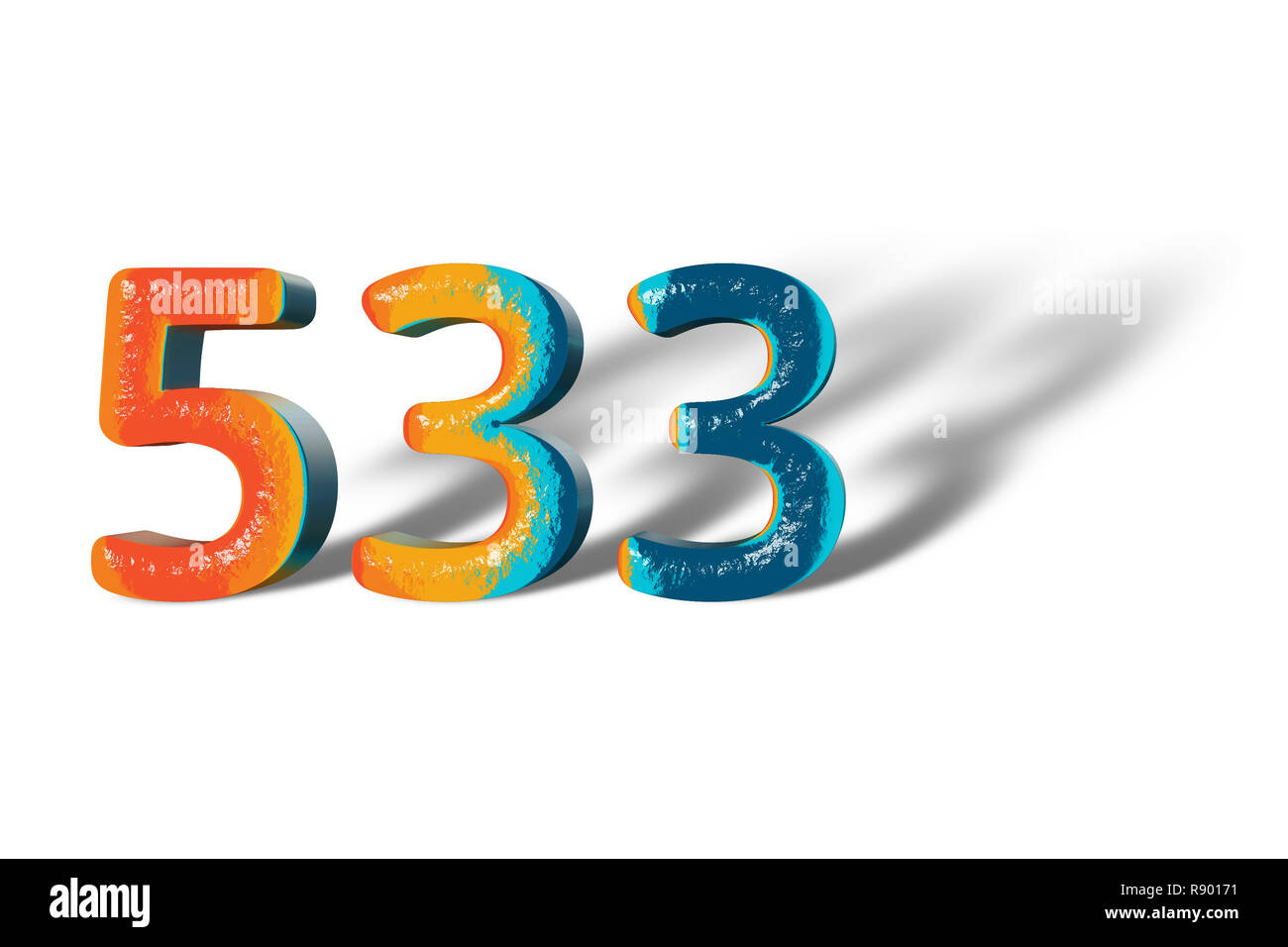 3D Number 533 five hundred thirty three lively colours Stock Photo - Alamy
