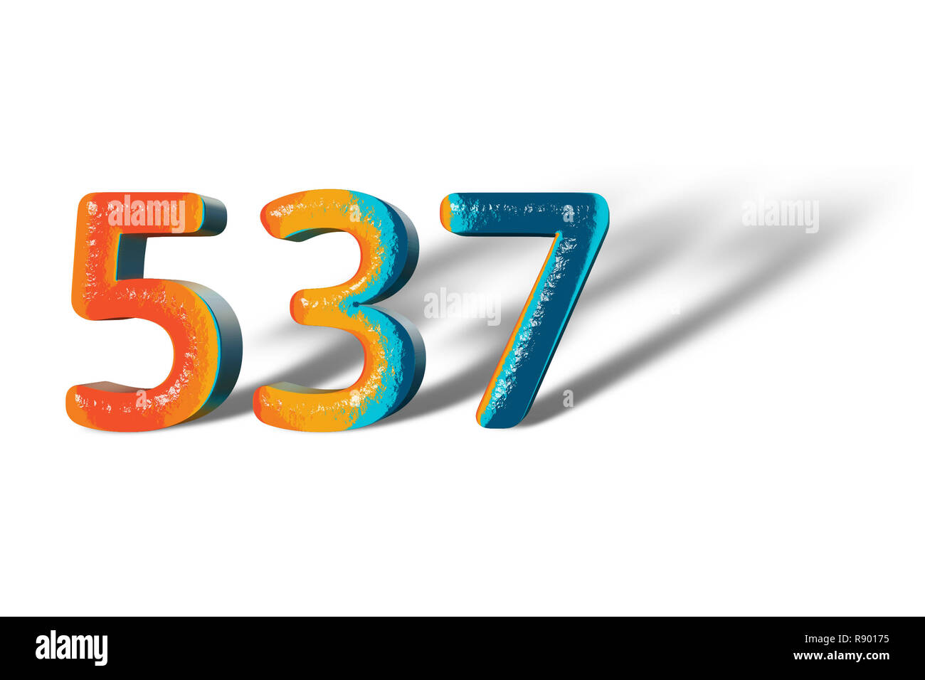 3D Number 537 five hundred thirty seven lively colours Stock Photo - Alamy
