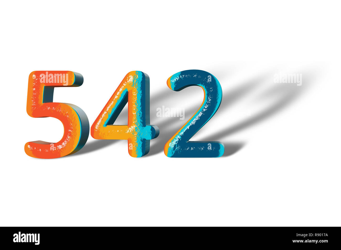 3D Number 542 five hundred forty two lively colours Stock Photo - Alamy