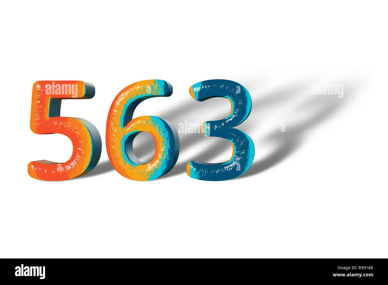 3D Number 563 five hundred sixty three lively colours Stock Photo - Alamy