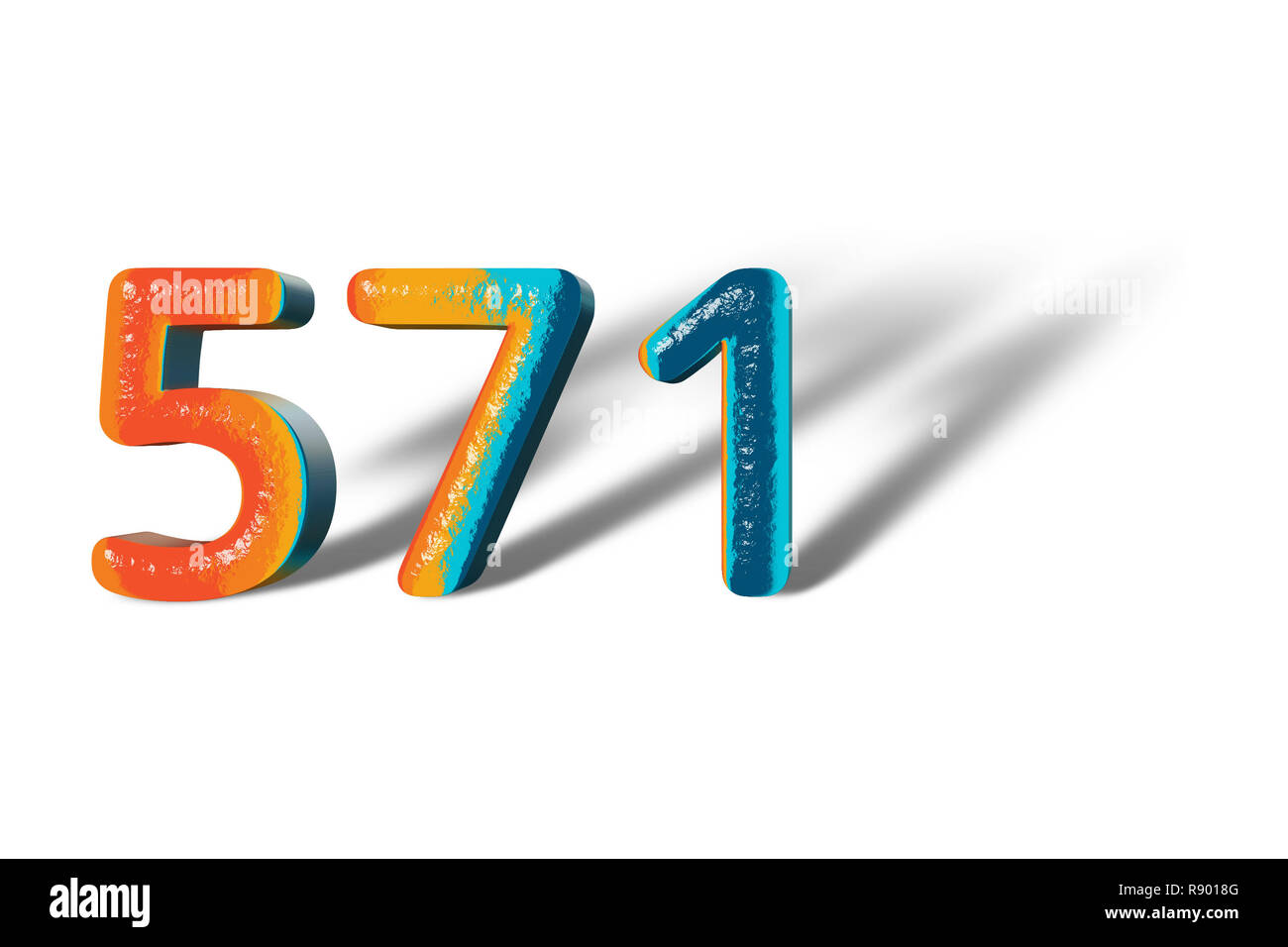 3D Number 571 five hundred seventy one lively colours Stock Photo - Alamy