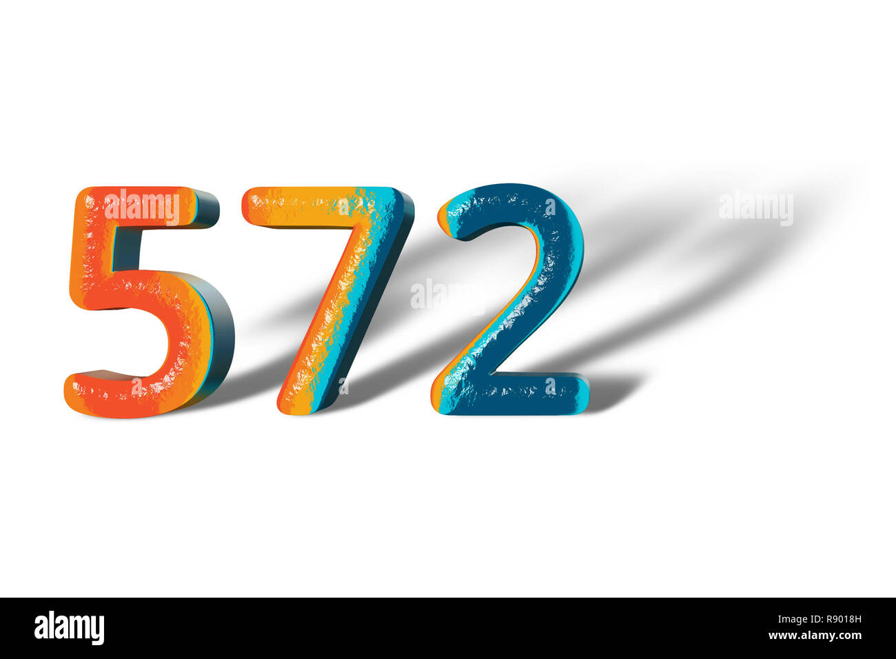 3D Number 572 five hundred seventy two lively colours Stock Photo - Alamy