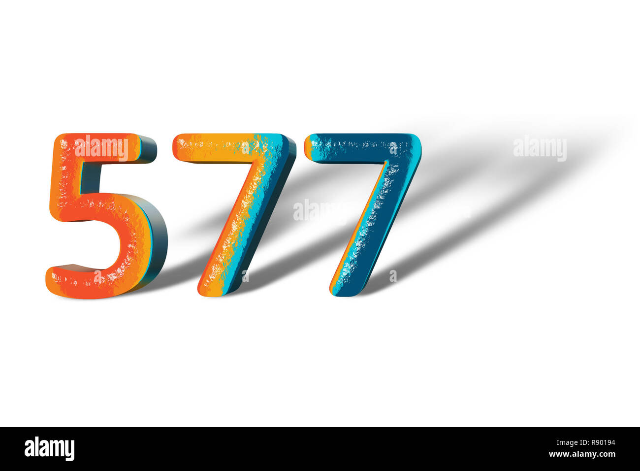 3D Number 577 five hundred seventy seven lively colours Stock Photo - Alamy