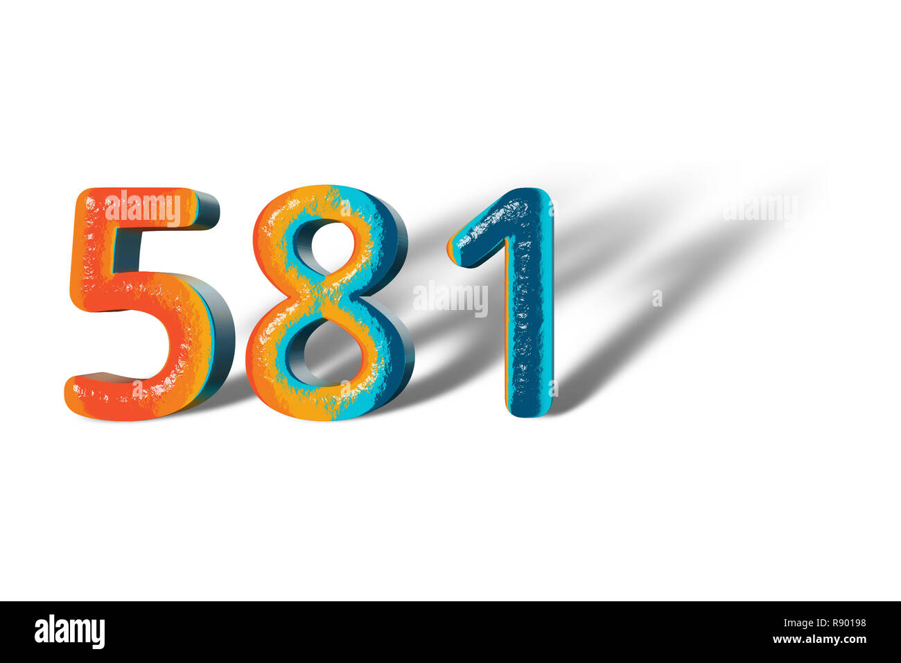 3D Number 581 five hundred eighty one lively colours Stock Photo - Alamy