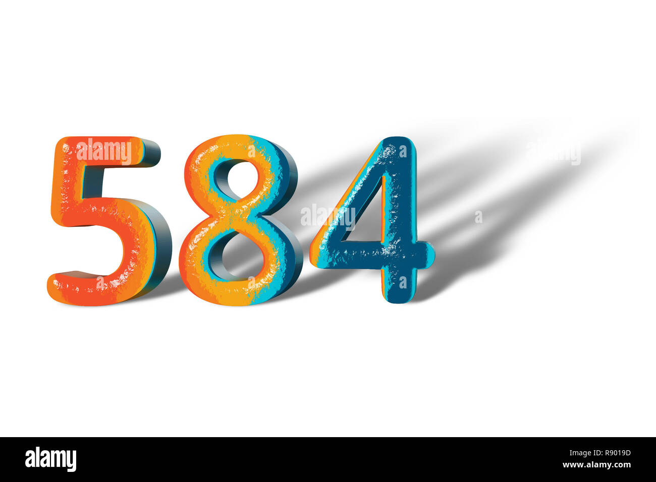 3D Number 584 five hundred eighty four lively colours Stock Photo - Alamy
