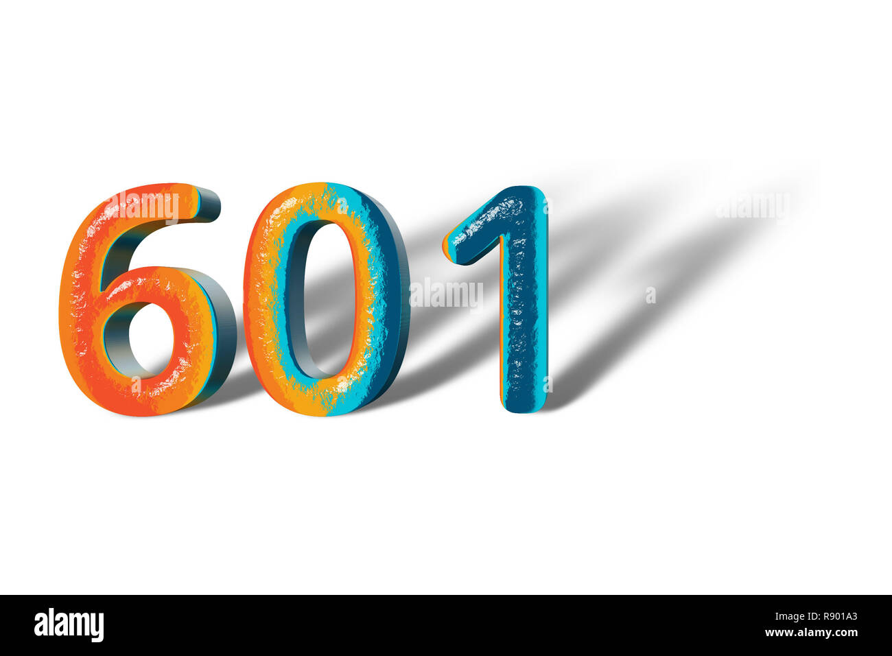 3D Number 601 six hundred one lively colours Stock Photo - Alamy