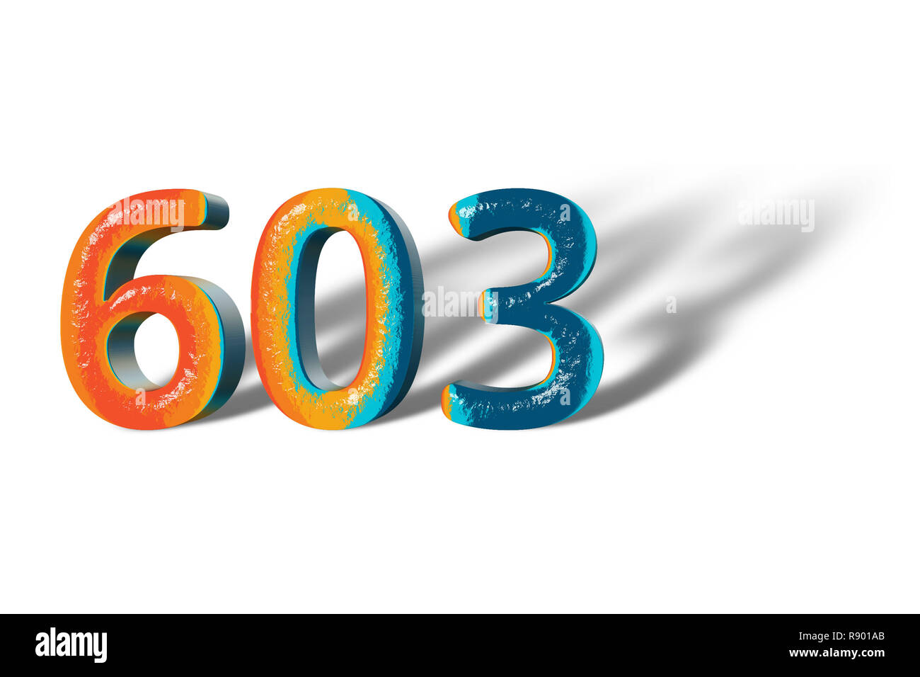 3D Number 603 six hundred three lively colours Stock Photo - Alamy