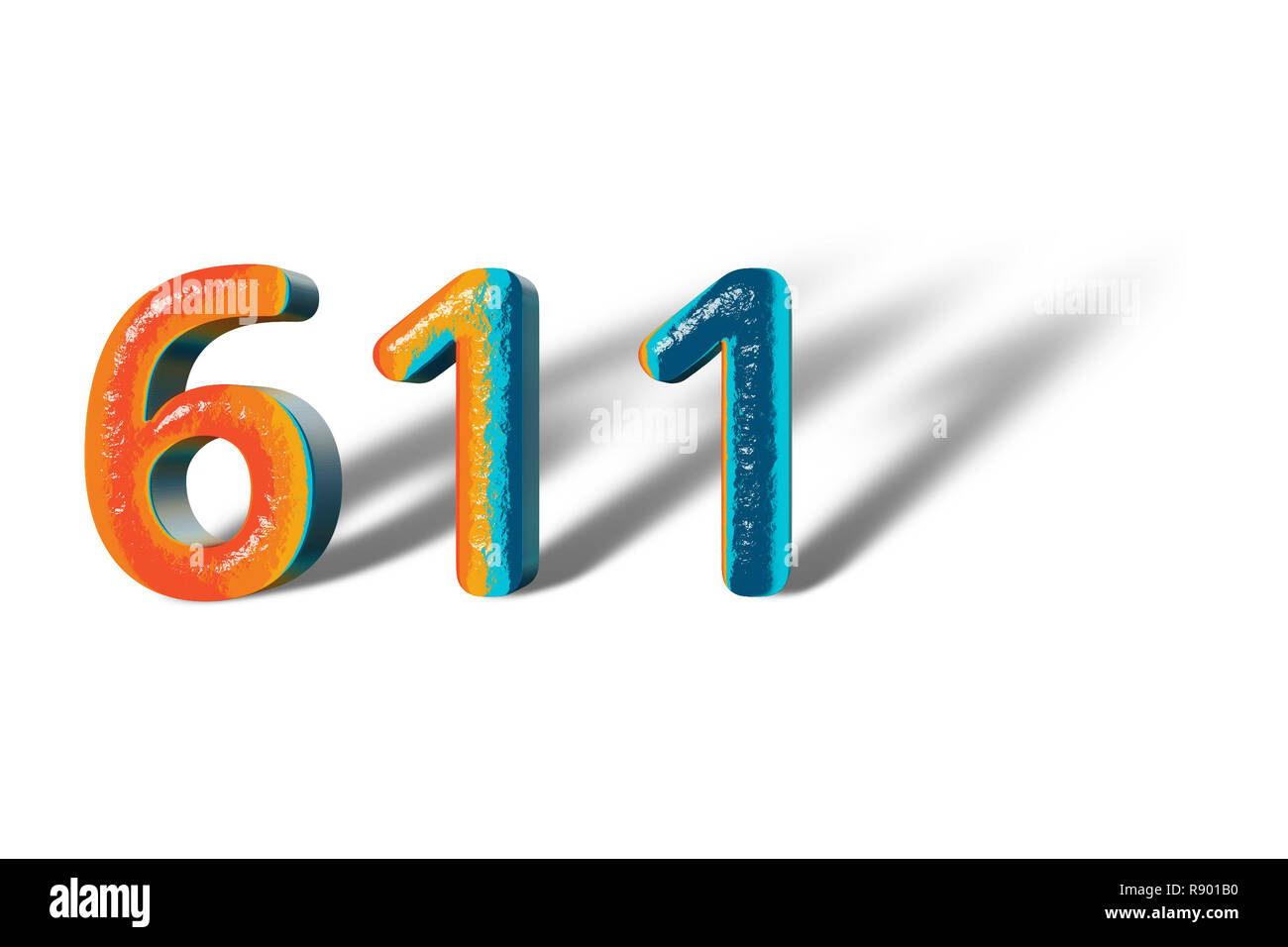 3D Number 611 six hundred eleven lively colours Stock Photo - Alamy