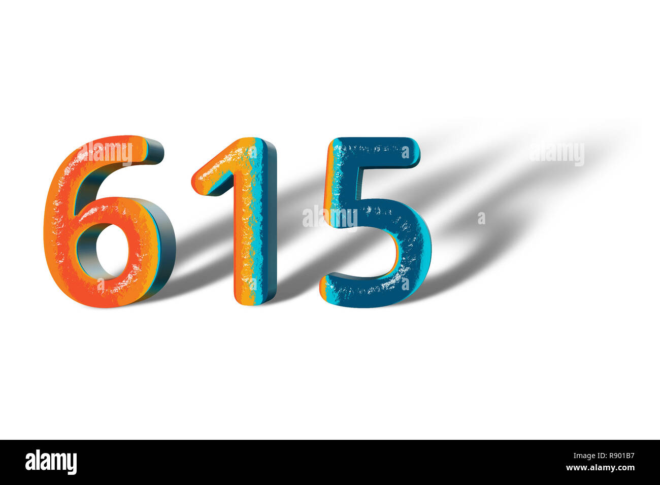 3D Number 615 six hundred fifteen lively colours Stock Photo - Alamy