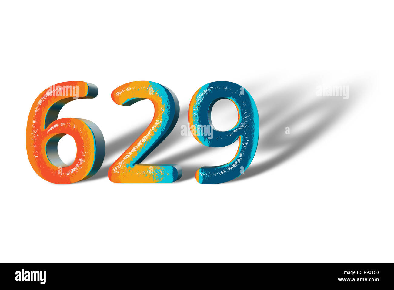 3D Number 629 six hundred twenty nine lively colours Stock Photo - Alamy