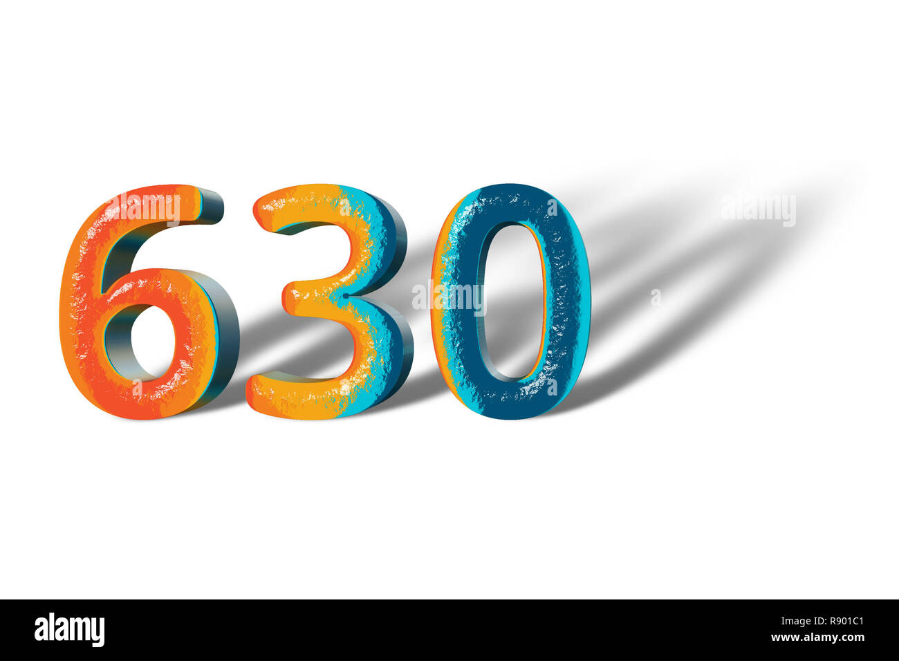 3D Number 630 six hundred thirty lively colours Stock Photo - Alamy