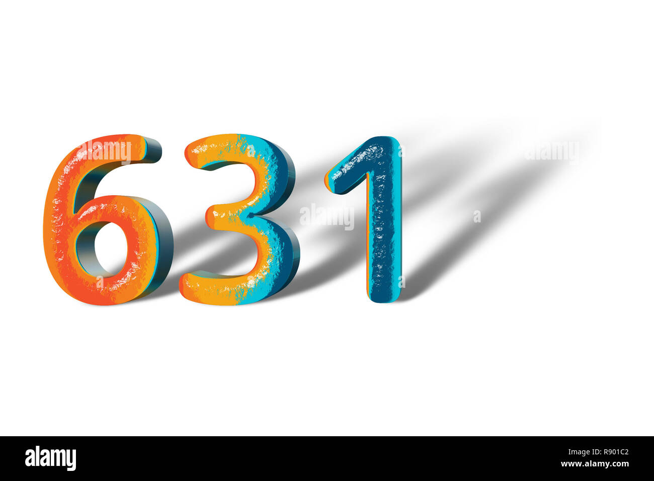 3D Number 631 six hundred thirty one lively colours Stock Photo - Alamy