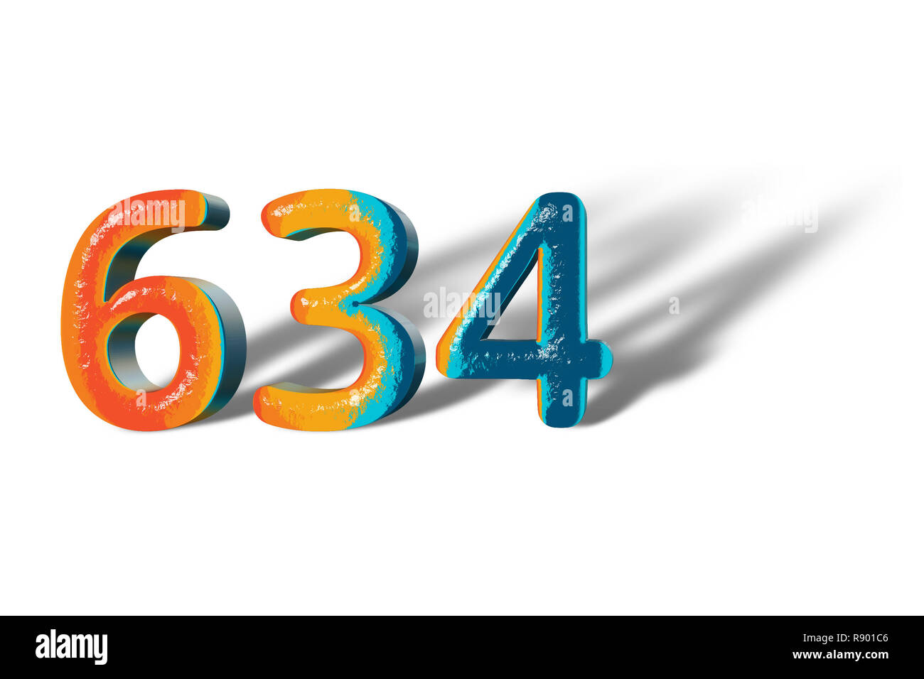 3D Number 634 six hundred thirty four lively colours Stock Photo - Alamy