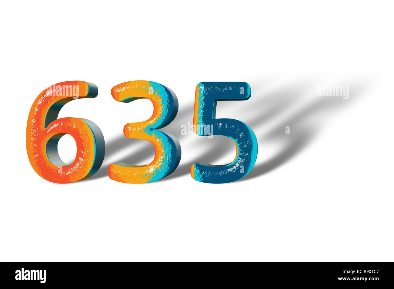 3D Number 635 six hundred thirty five lively colours Stock Photo - Alamy