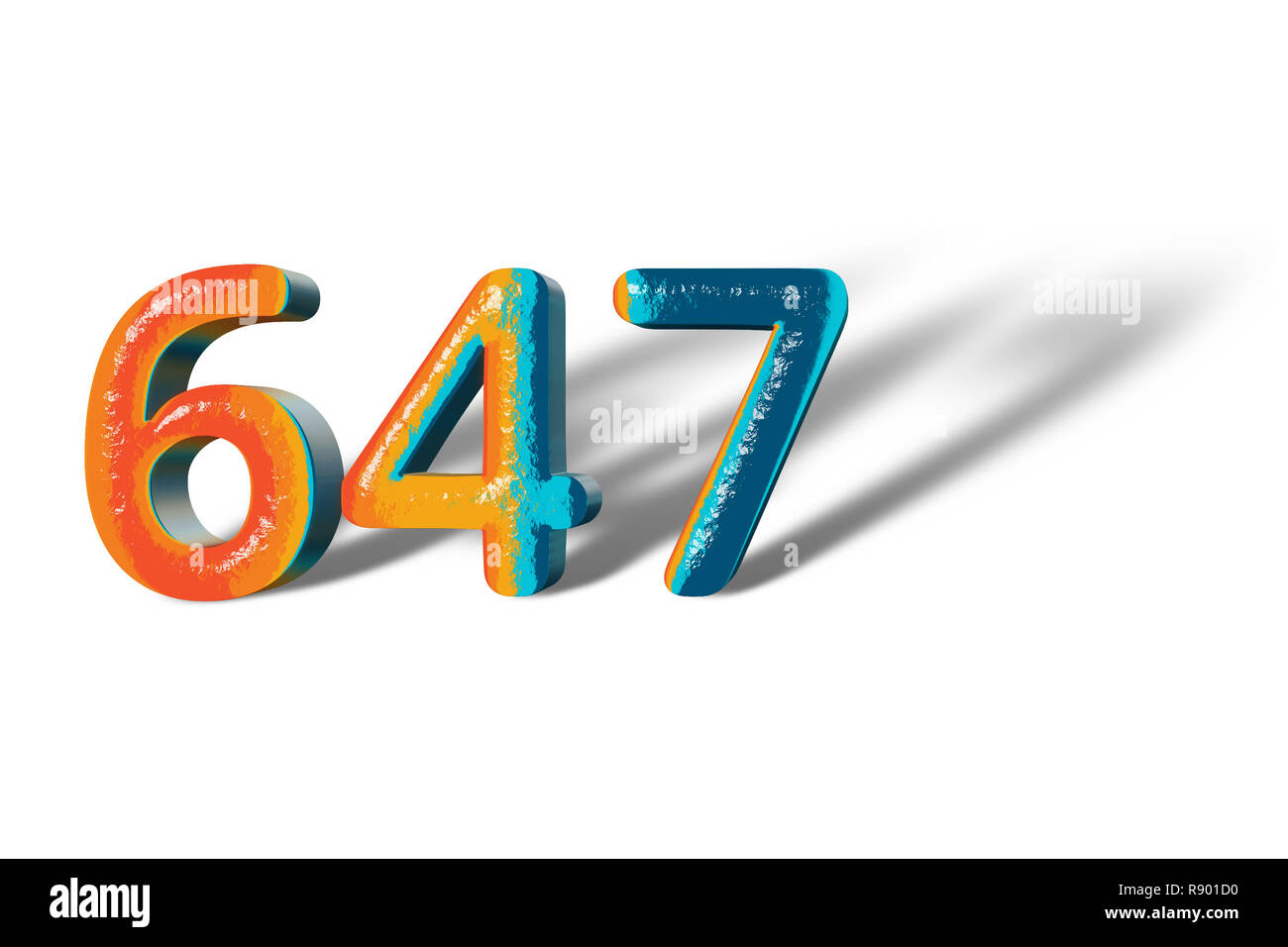3D Number 647 forty six hundred seven lively colours Stock Photo - Alamy