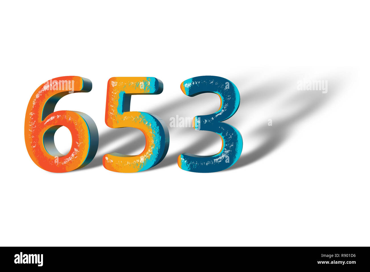 3D Number 653 six hundred fifty three lively colours Stock Photo - Alamy