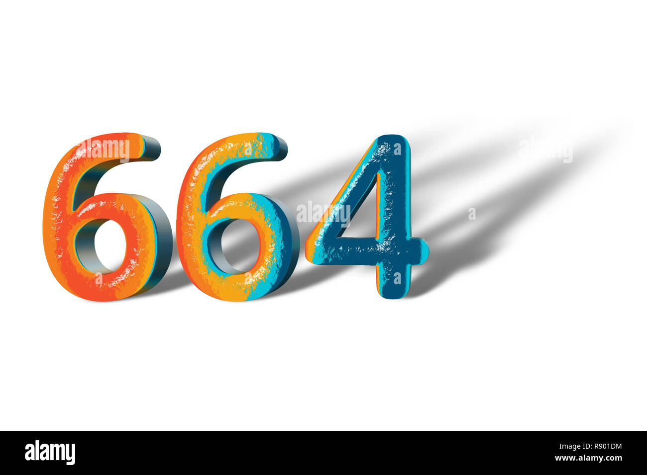 3D Number 664 six hundred sixty four lively colours Stock Photo - Alamy