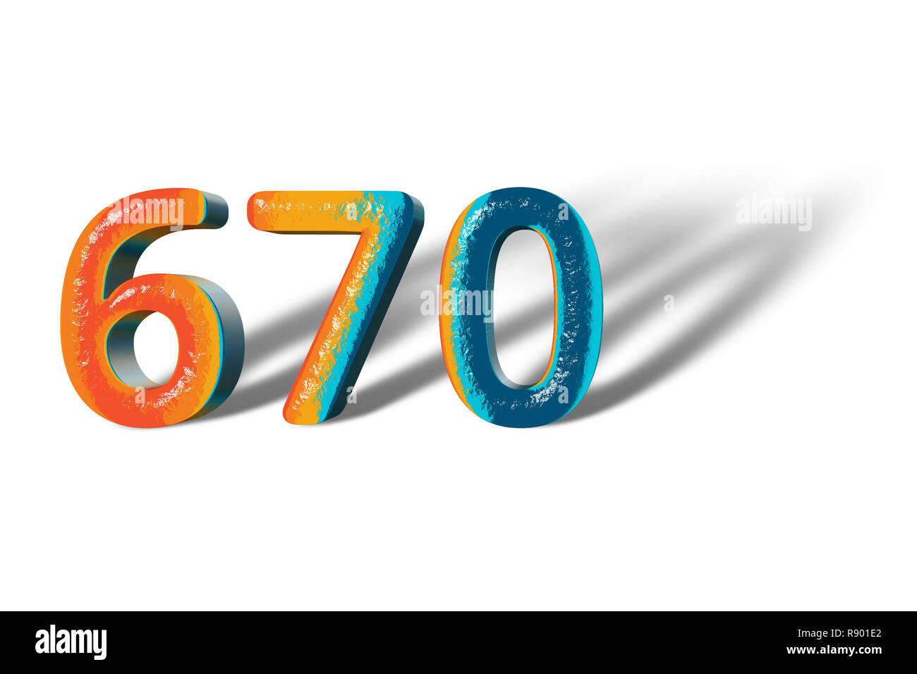 3D Number 670 six hundred seventy lively colours Stock Photo - Alamy