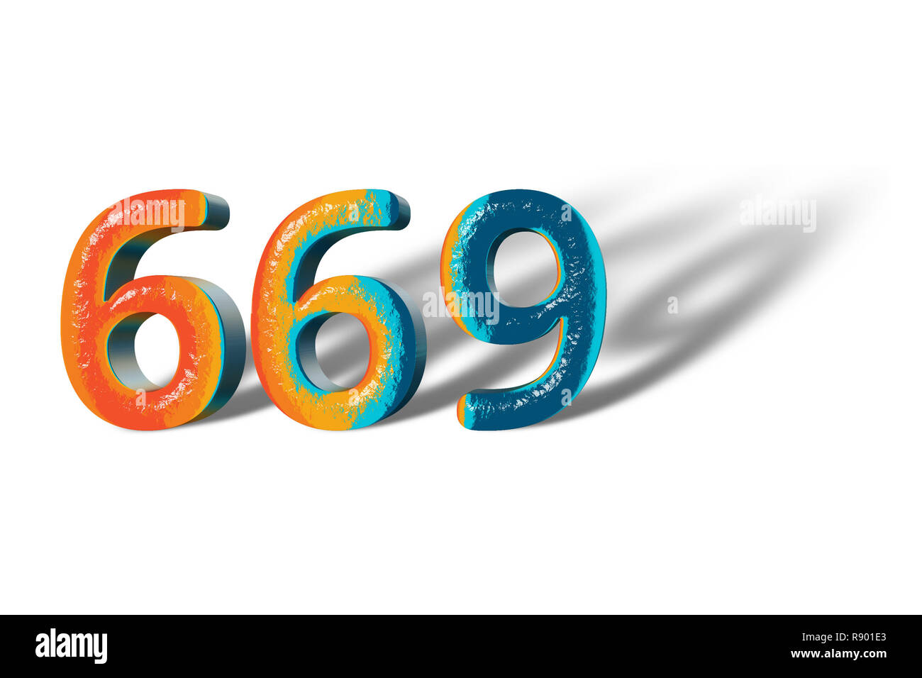 3D Number 669 six hundred sixty nine lively colours Stock Photo - Alamy
