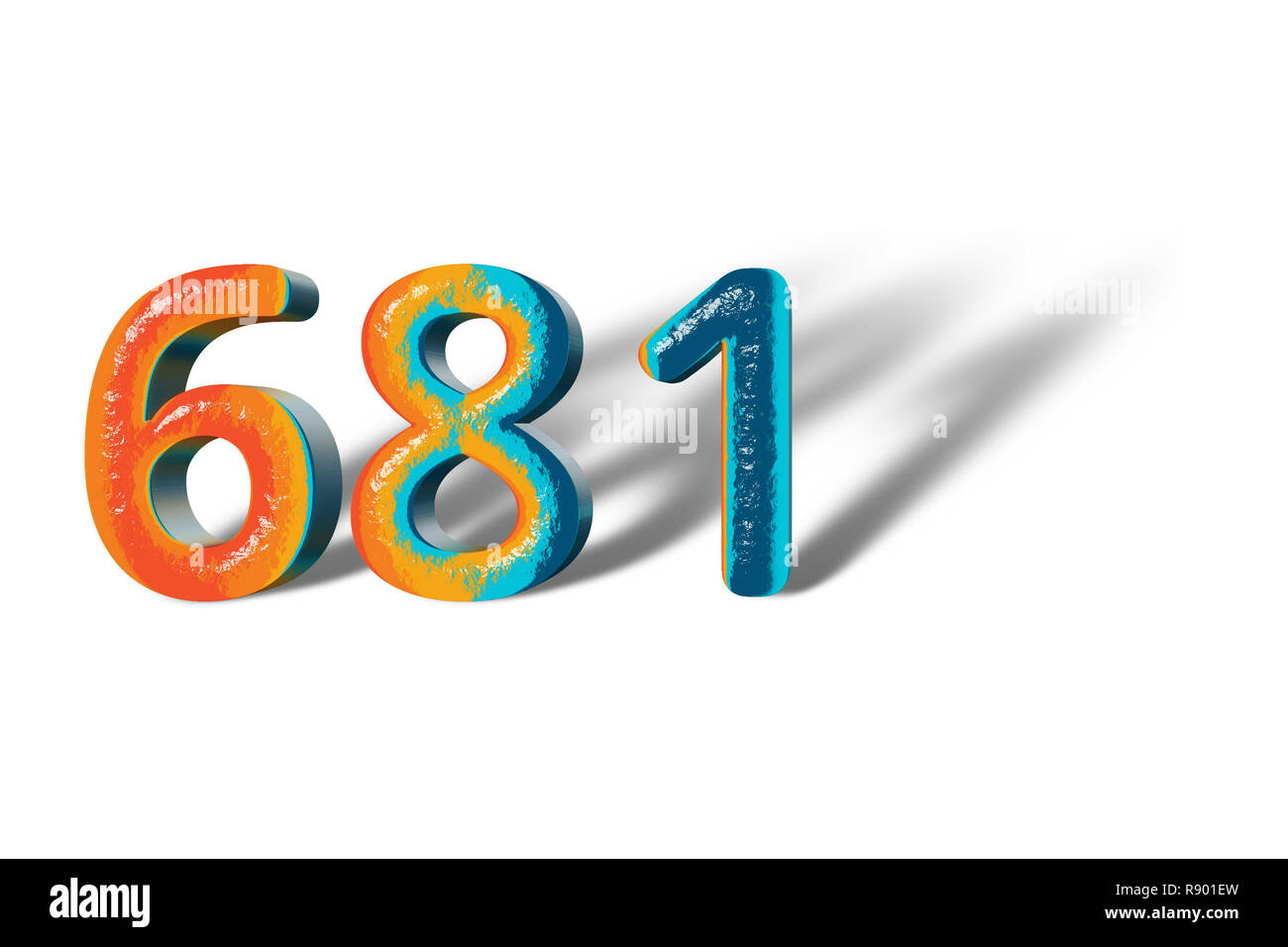 3D Number 681 six hundred eighty one lively colours Stock Photo - Alamy