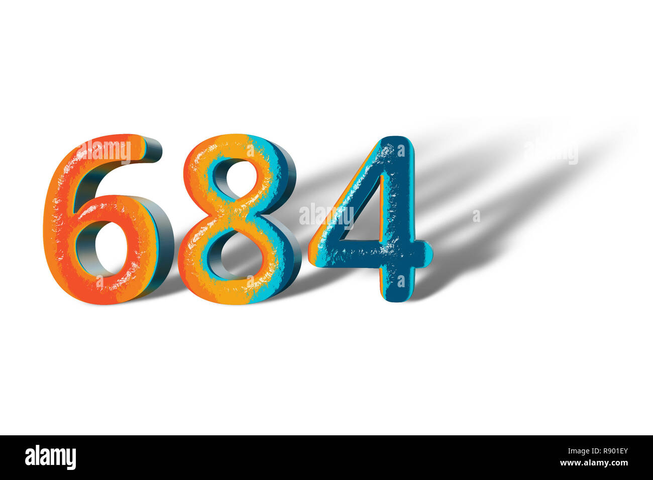 3D Number 684 six hundred eighty four lively colours Stock Photo - Alamy