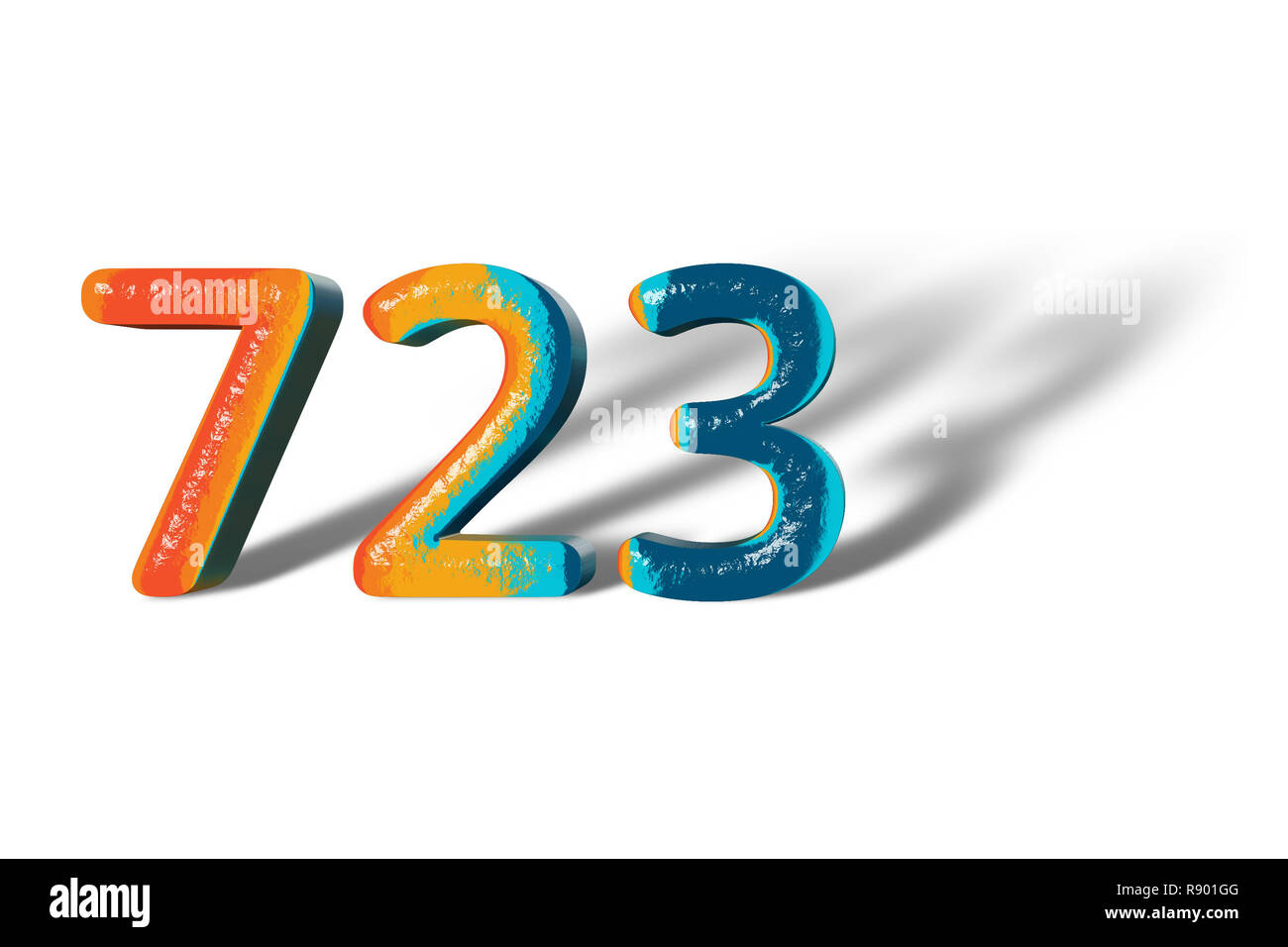 3D Number 723 seven hundred twenty three lively colours Stock Photo - Alamy