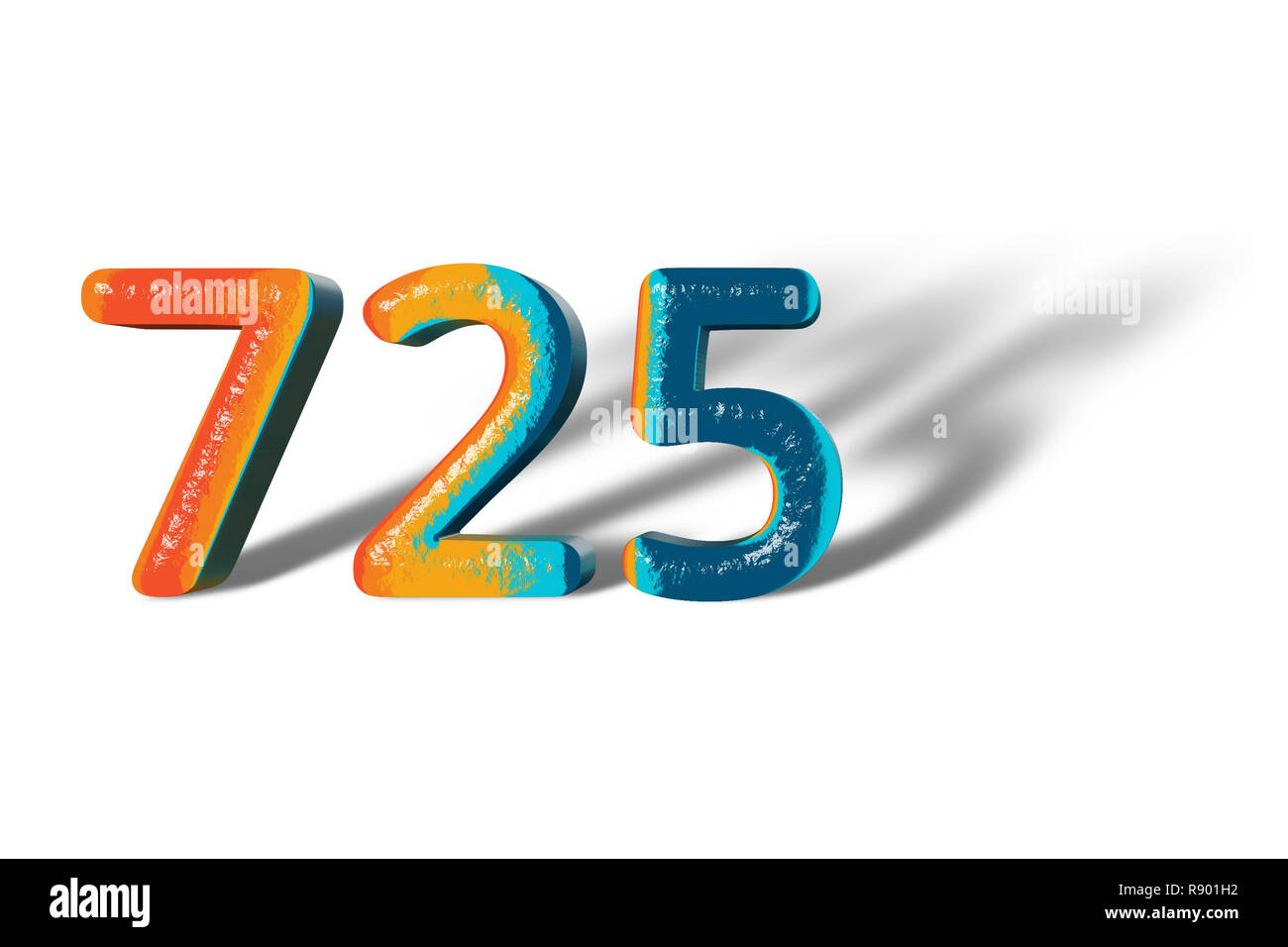 3D Number 725 seven hundred twenty five lively colours Stock Photo - Alamy