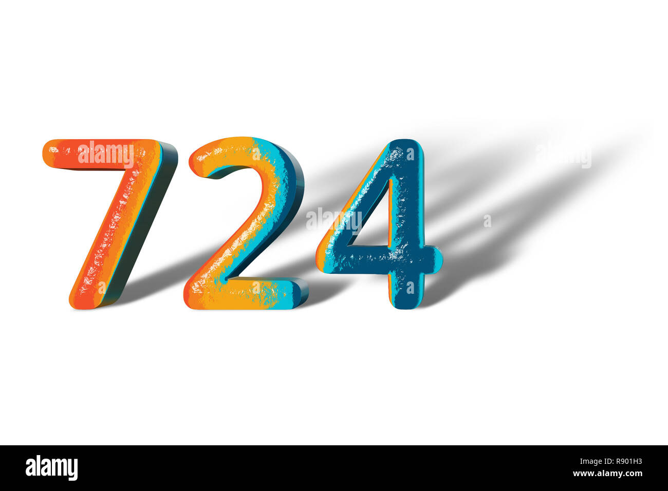 3D Number 724 seven hundred twenty four lively colours Stock Photo - Alamy