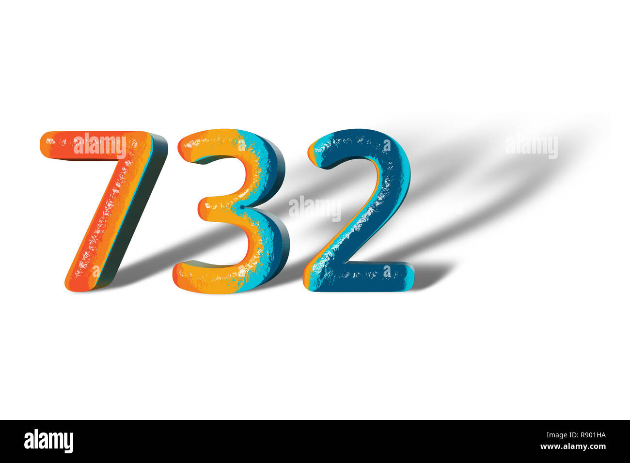 3D Number 732 seven hundred thirty two lively colours Stock Photo - Alamy