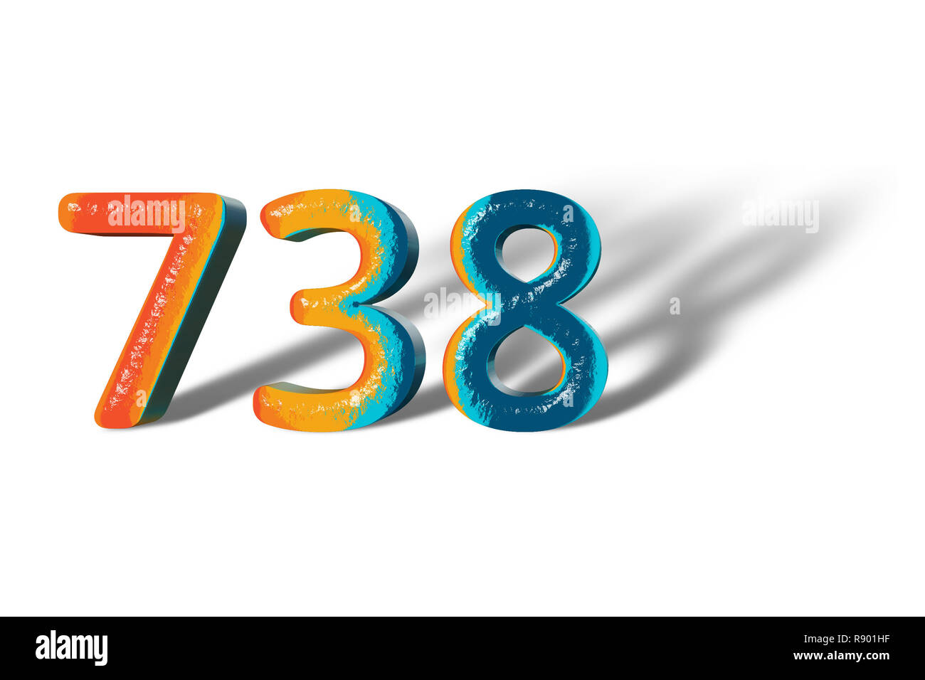 3D Number 738 seven hundred thirty eight lively colours Stock Photo - Alamy