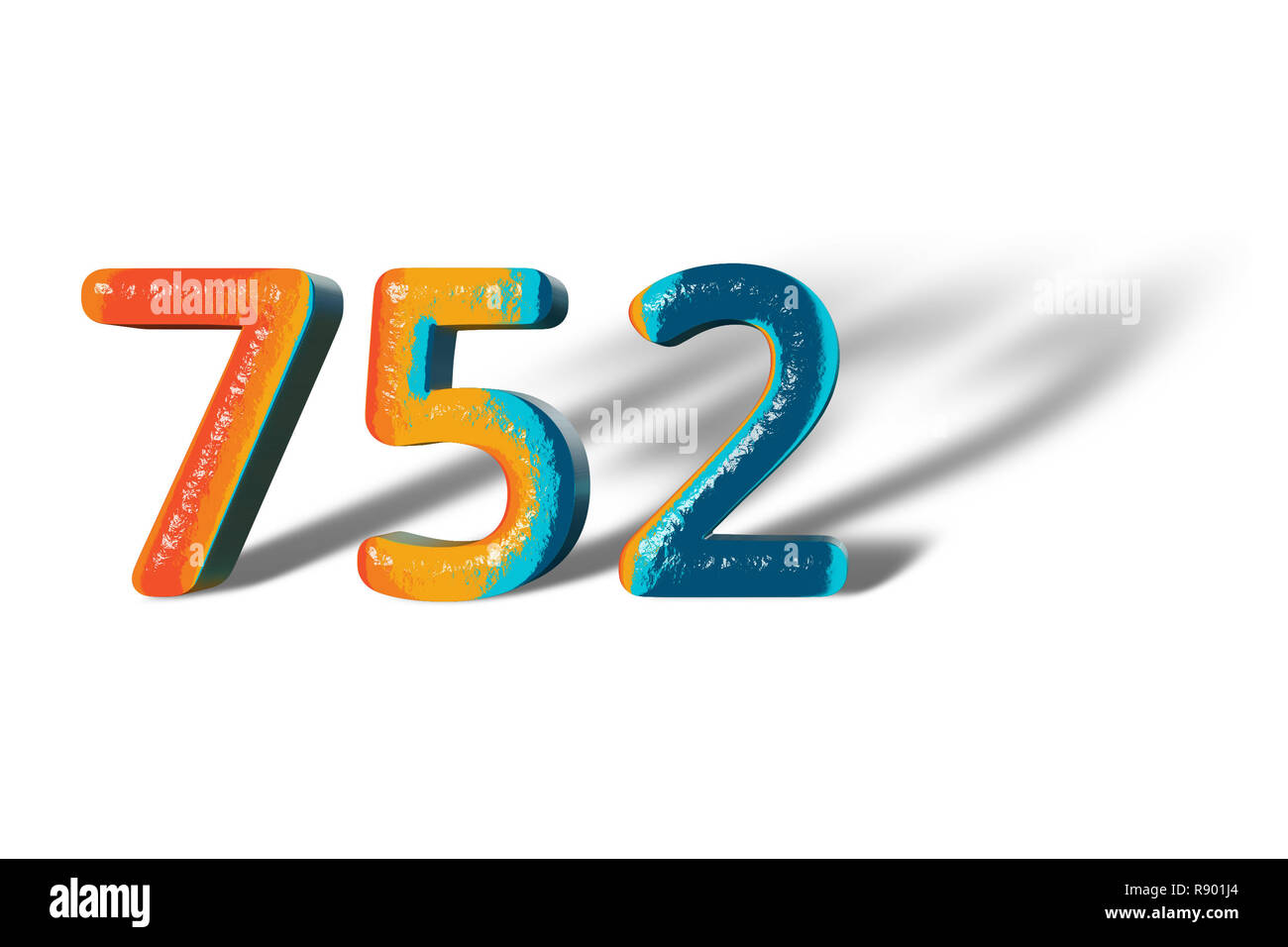 3D Number 752 seven hundred fifty two lively colours Stock Photo - Alamy