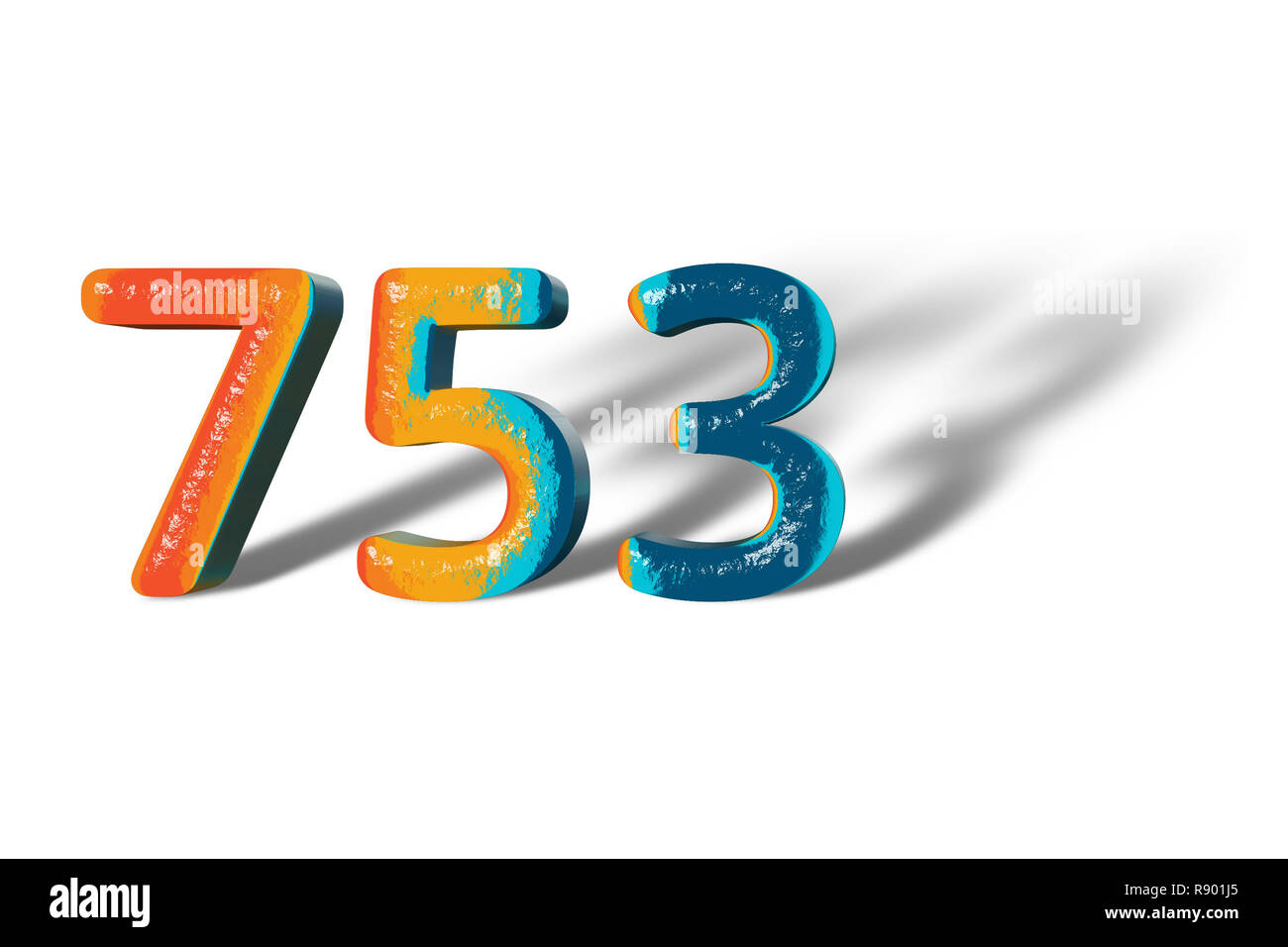 3D Number 753 seven hundred fifty three lively colours Stock Photo - Alamy