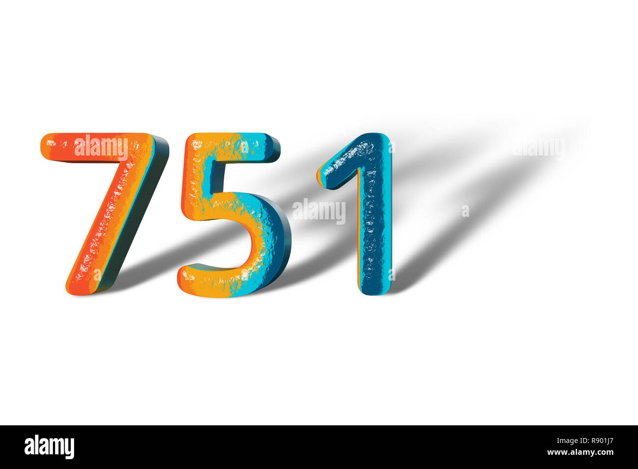 3D Number 751 seven hundred fifty one lively colours Stock Photo - Alamy