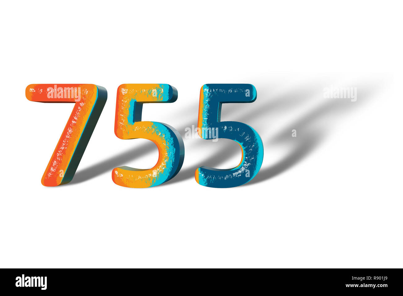 3D Number 755 seven hundred fifty five lively colours Stock Photo - Alamy