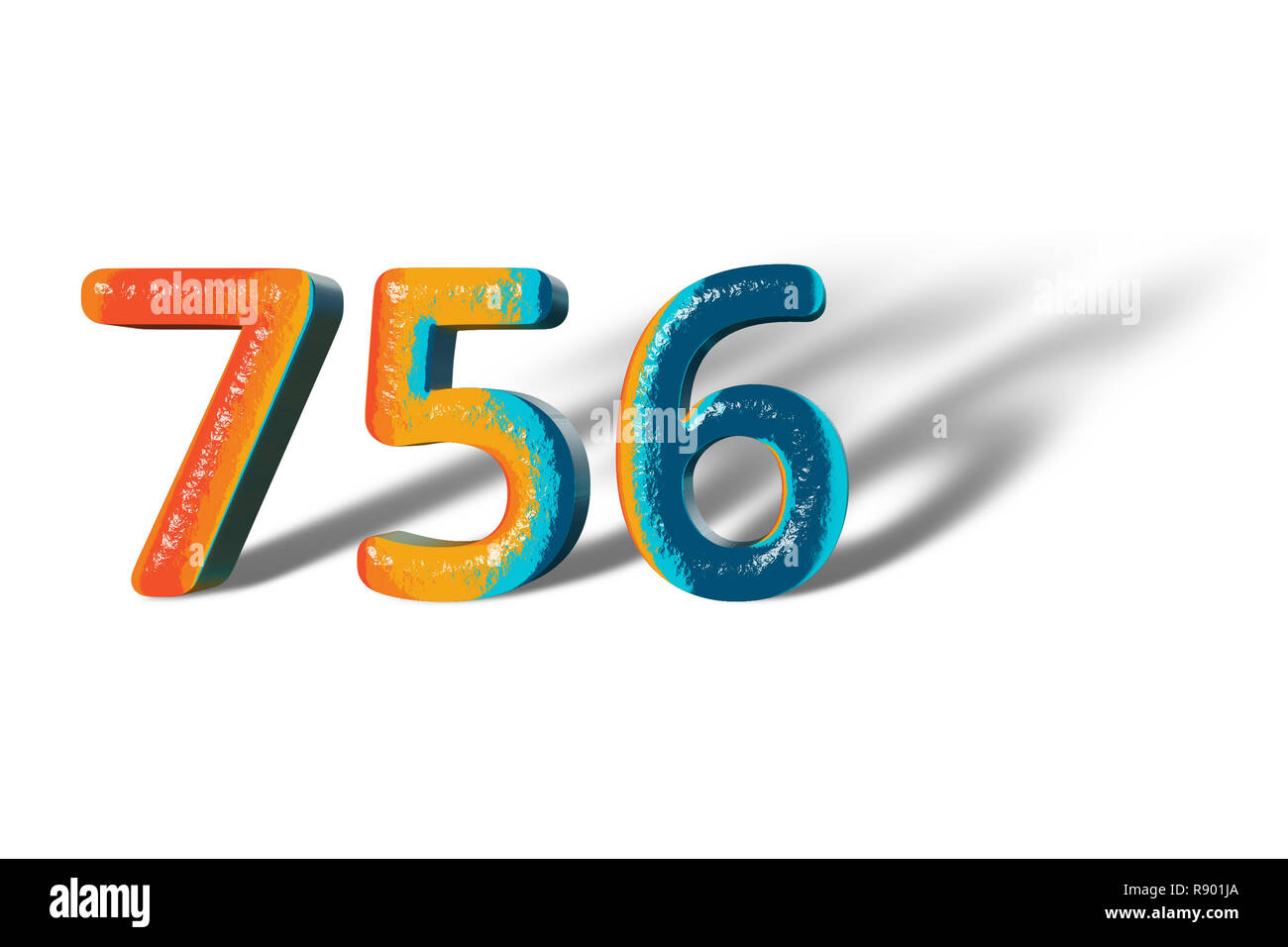 3D Number 756 seven hundred fifty six lively colours Stock Photo - Alamy