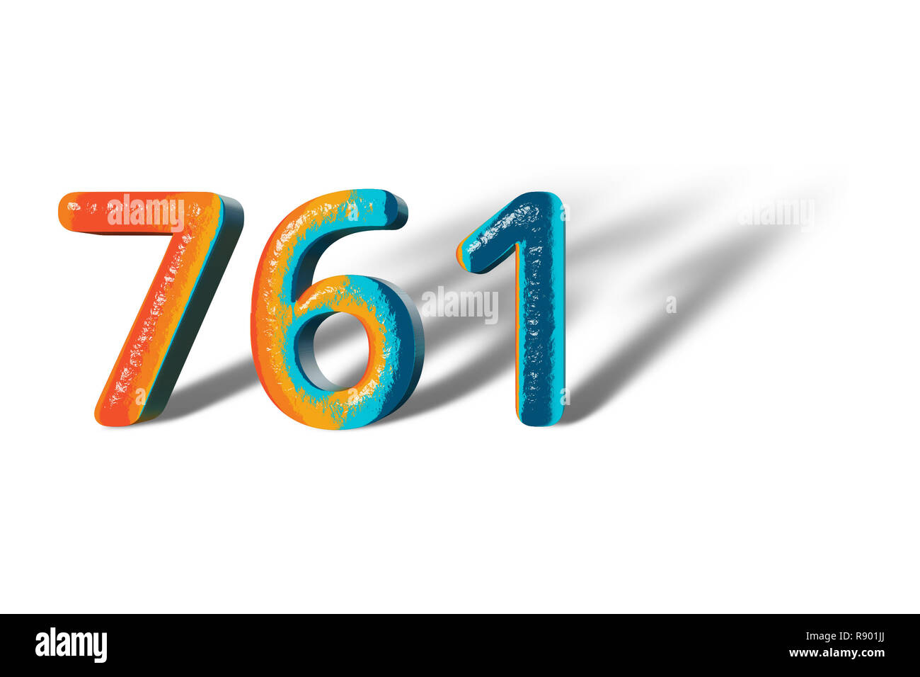 3D Number 761 sixty seven hundred one lively colours Stock Photo - Alamy