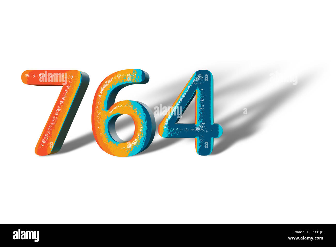 3D Number 764 seven hundred sixty four lively colours Stock Photo - Alamy
