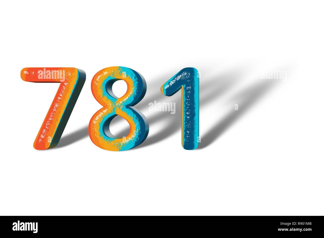 3D Number 781 seven hundred eighty one lively colours Stock Photo - Alamy