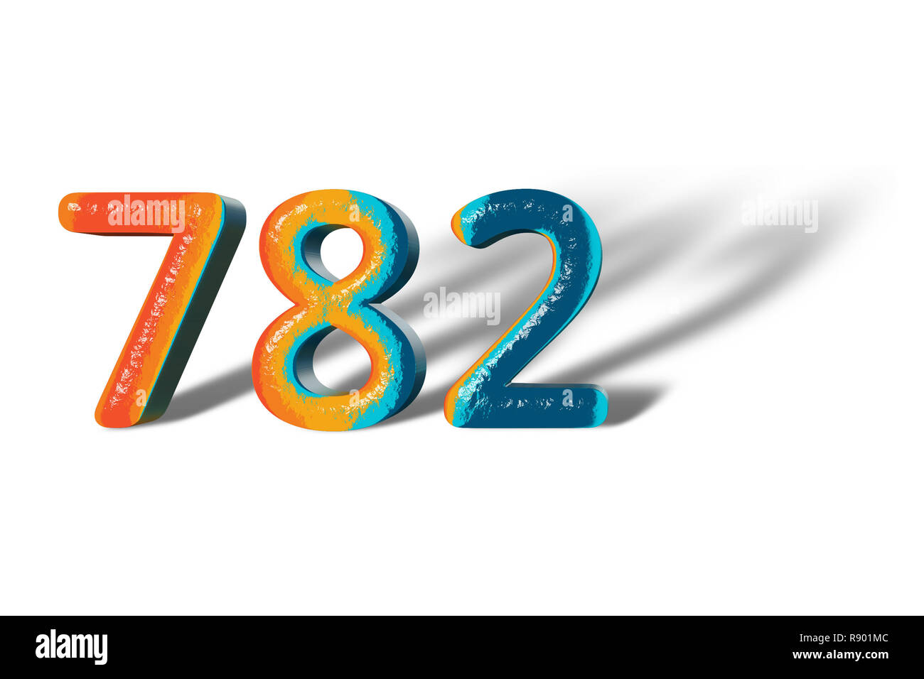 3D Number 782 seven hundred eighty two lively colours Stock Photo - Alamy
