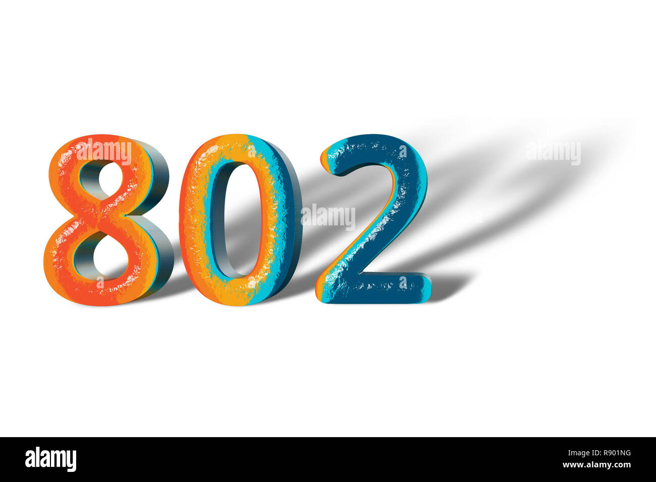 3D Number 802 eight hundred two lively colours Stock Photo - Alamy