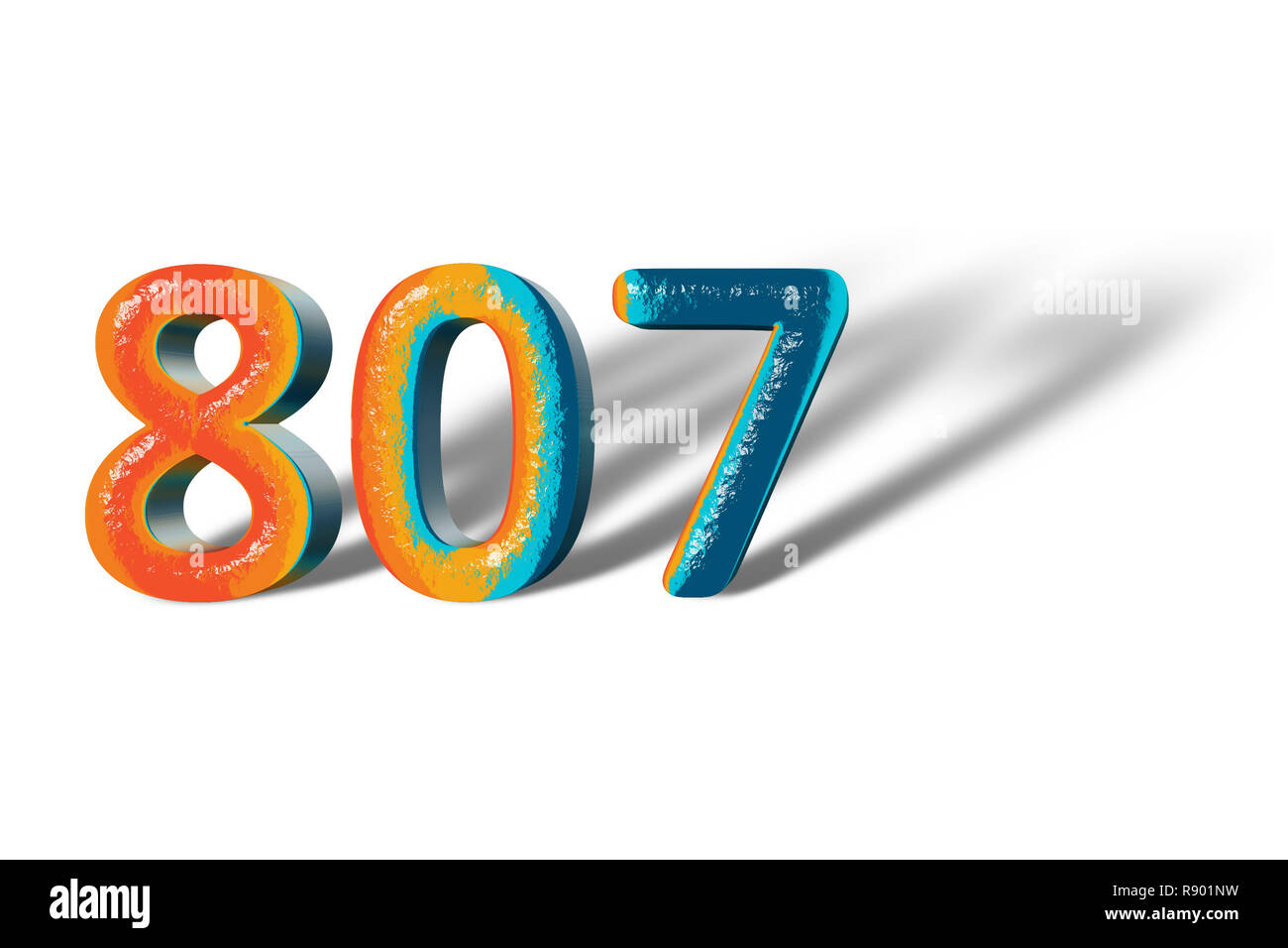 3D Number 807 eight hundred seven lively colours Stock Photo - Alamy