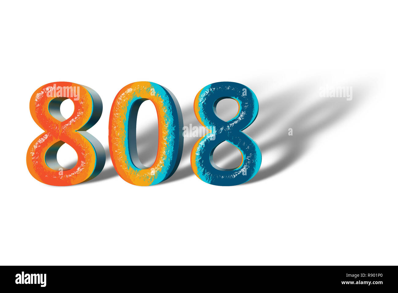 3D Number 808 eight hundred eight lively colours Stock Photo - Alamy